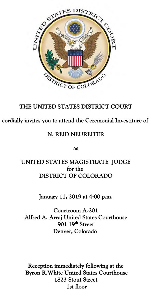 Magistrate N. Reid Neureiter Ceremonial Investiture & Reception ...